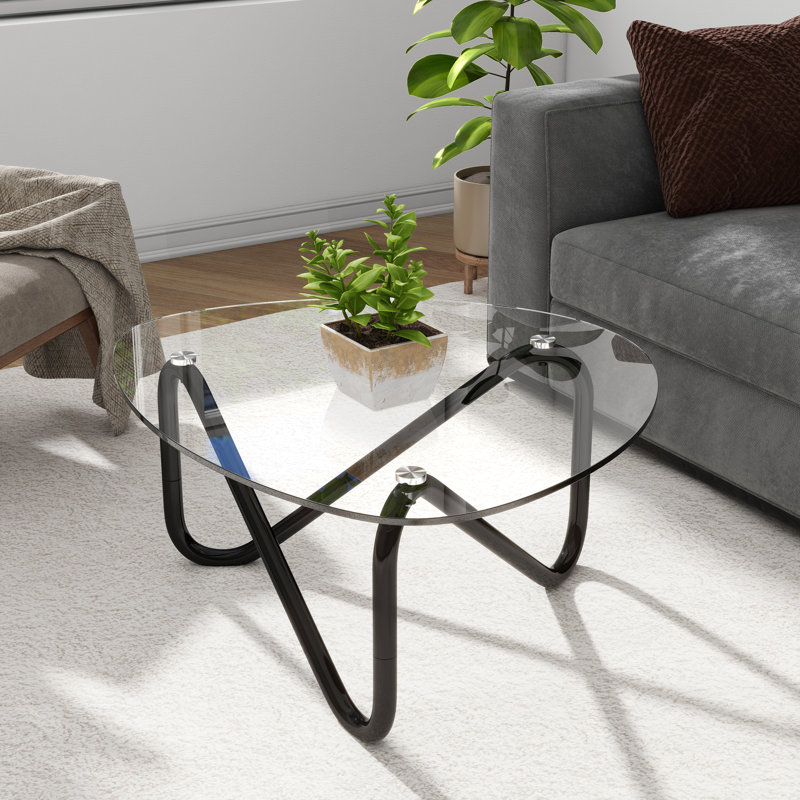 Maelana Abstract Coffee Table Triangular Glass Top